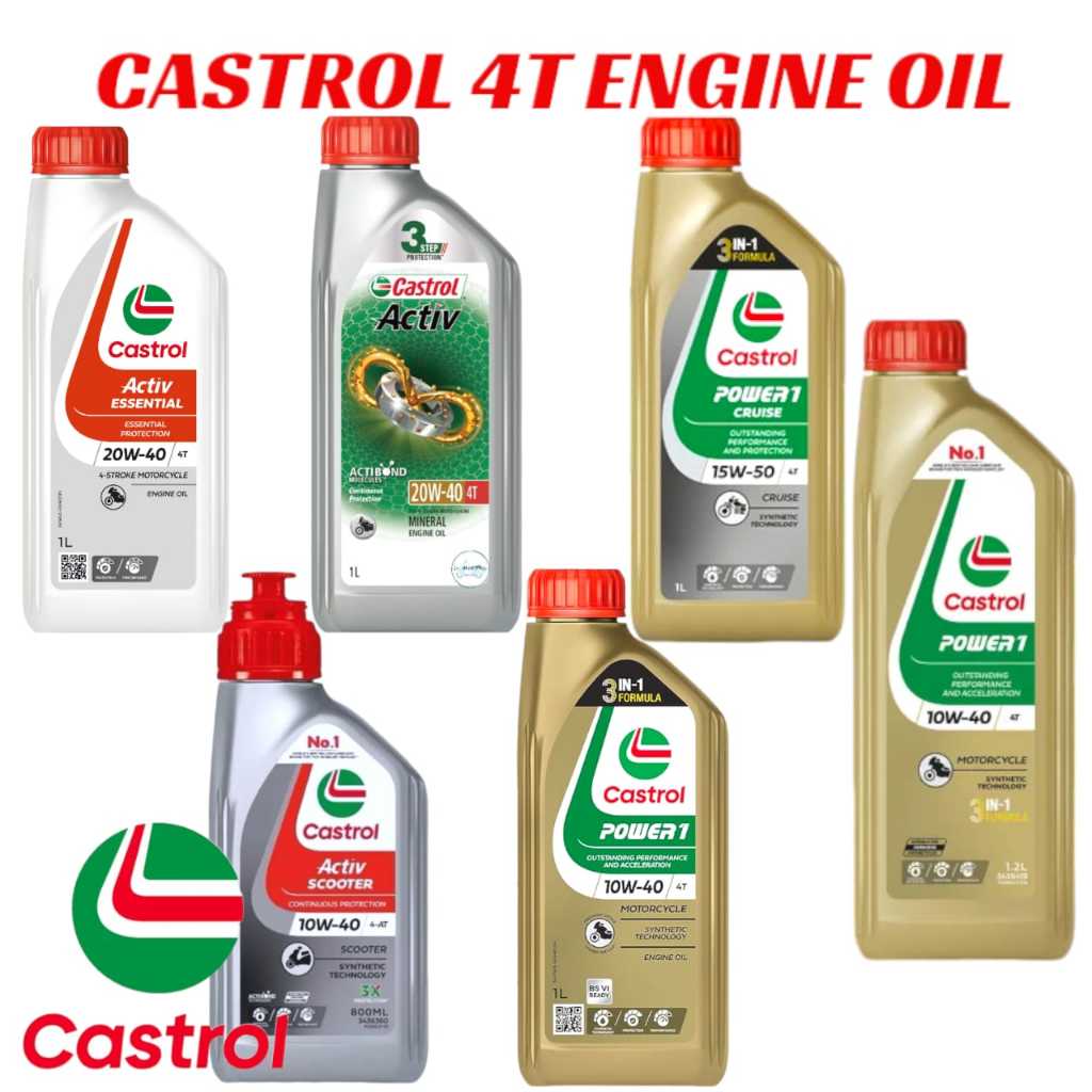 Original CASTROL 4T ENGINE OIL ACTIV ESSENTIAL 20W40 ACTIV 4T 20W40 ...