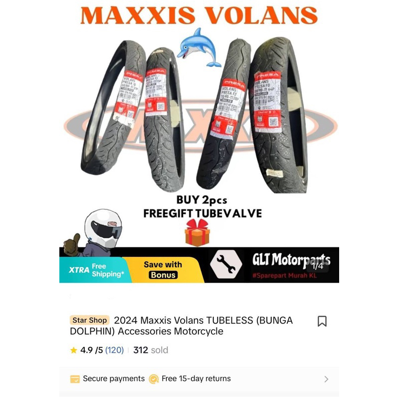 2024 MAXXIS VOLANS (DOLPHIN) MOTORCYCLES TIRE | Shopee Malaysia
