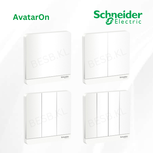 Schneider Avatar On E8331L1_WE_G11 Flush Switch 16AX 1/2/3/4 Gang 1 ...