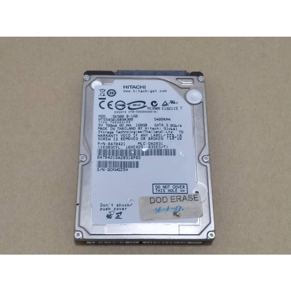 Hitachi HTS545016B9A300,HTS543216A7A384,160GB 5.4K IDE 2.5" Hard Disk ...