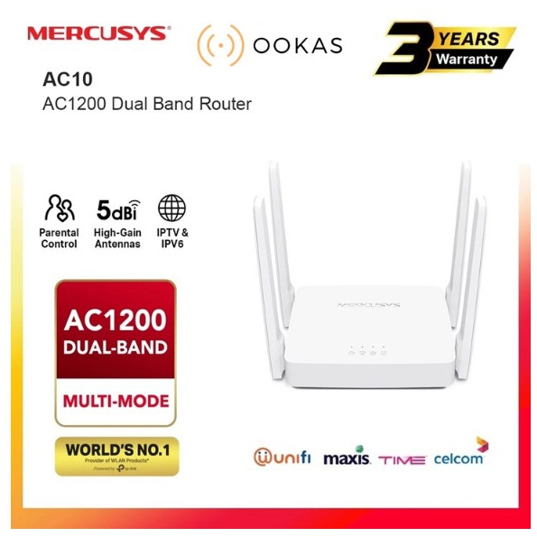 Mercusys AC10 Dual Band AC1200 Wireless WiFi Router | Shopee Malaysia