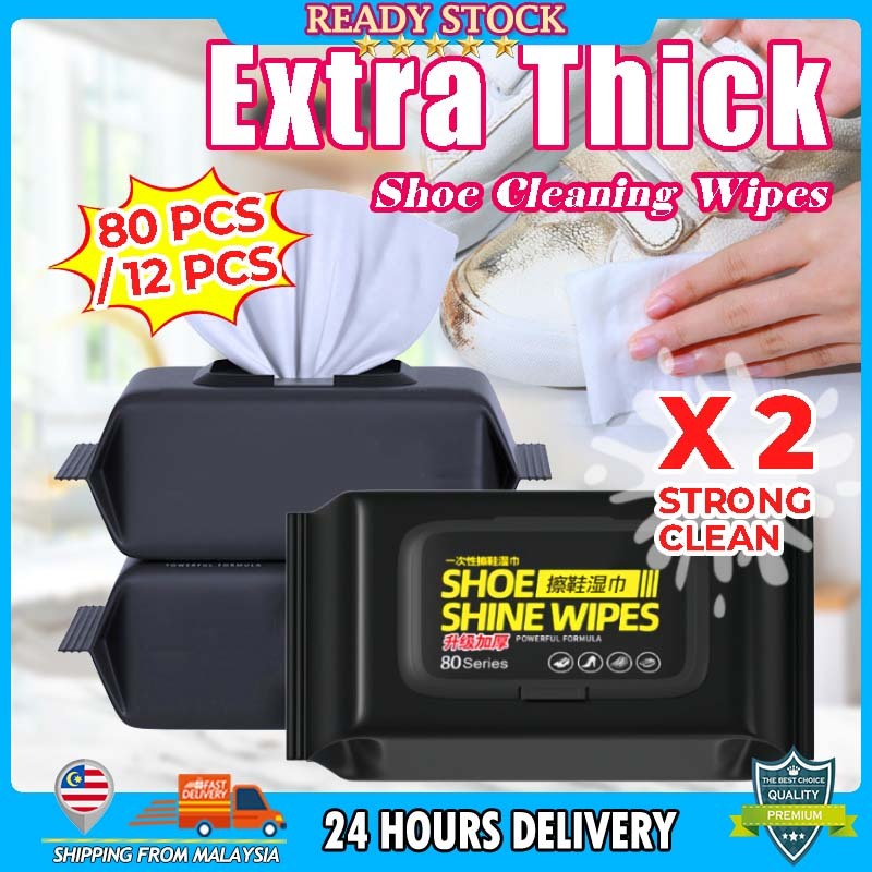 💖🧻80pcs/12pcs Shoe Cleaning Wet Tissue Quick Wipes Sneakers Care Shoes ...