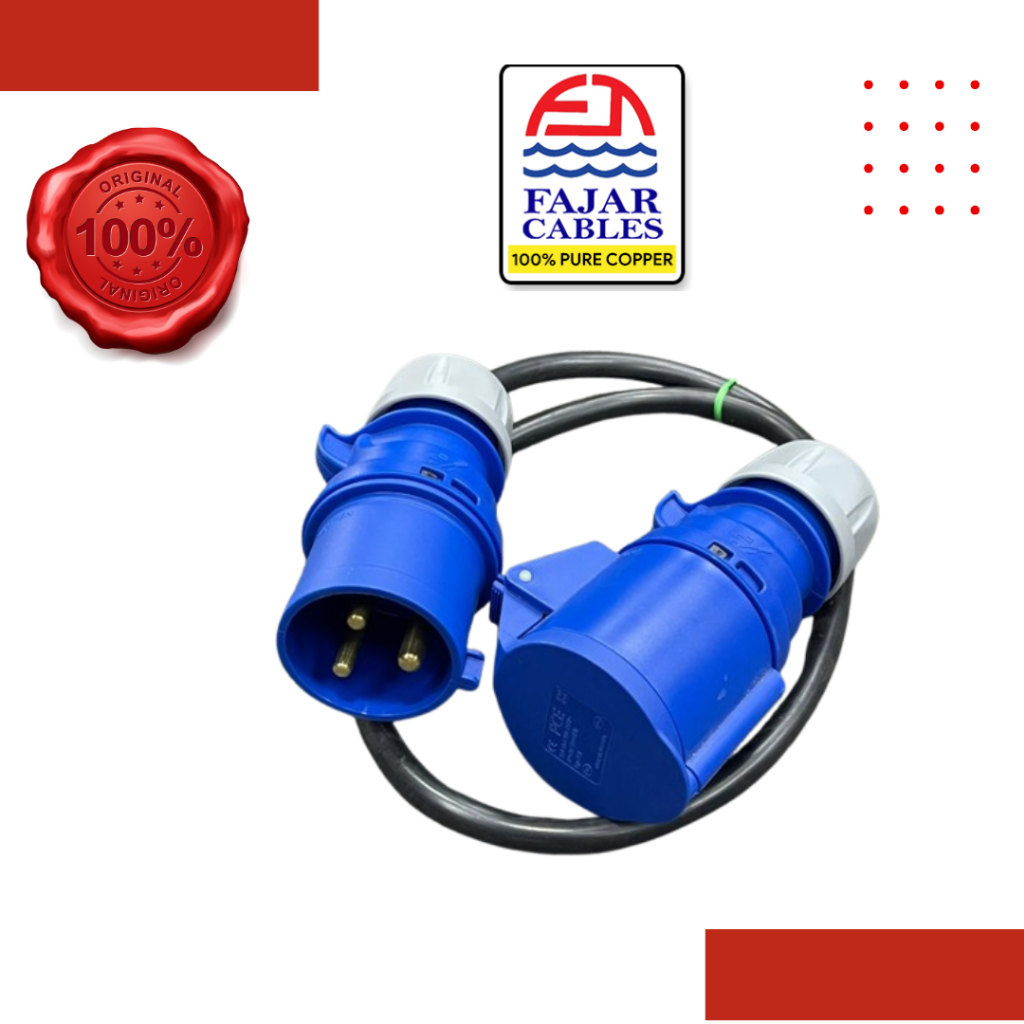 FAJAR 2.5mm x3c power cable with pce32a 3pin plug and socket | Shopee ...
