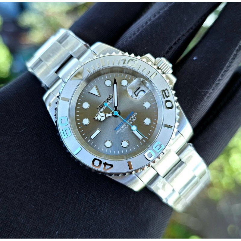 Seikolex Yacht Master NH35 Silver Grey Seiko Mod custom watch mechanical watch | Shopee Malaysia