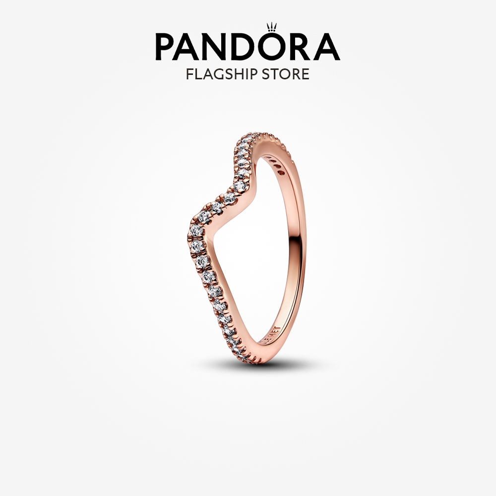 Pandora 14K Rose Gold Plated Sparkling Wave Ring | Shopee Malaysia