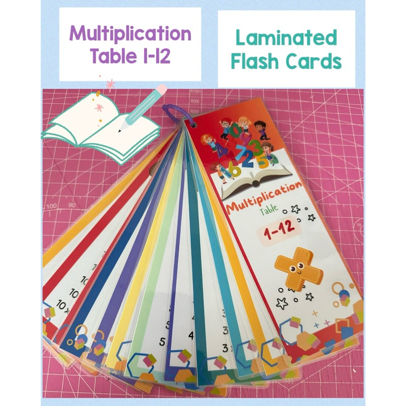 Laminated Kids Colorful Flash Cards Multiplication Table 1 to 12 ...