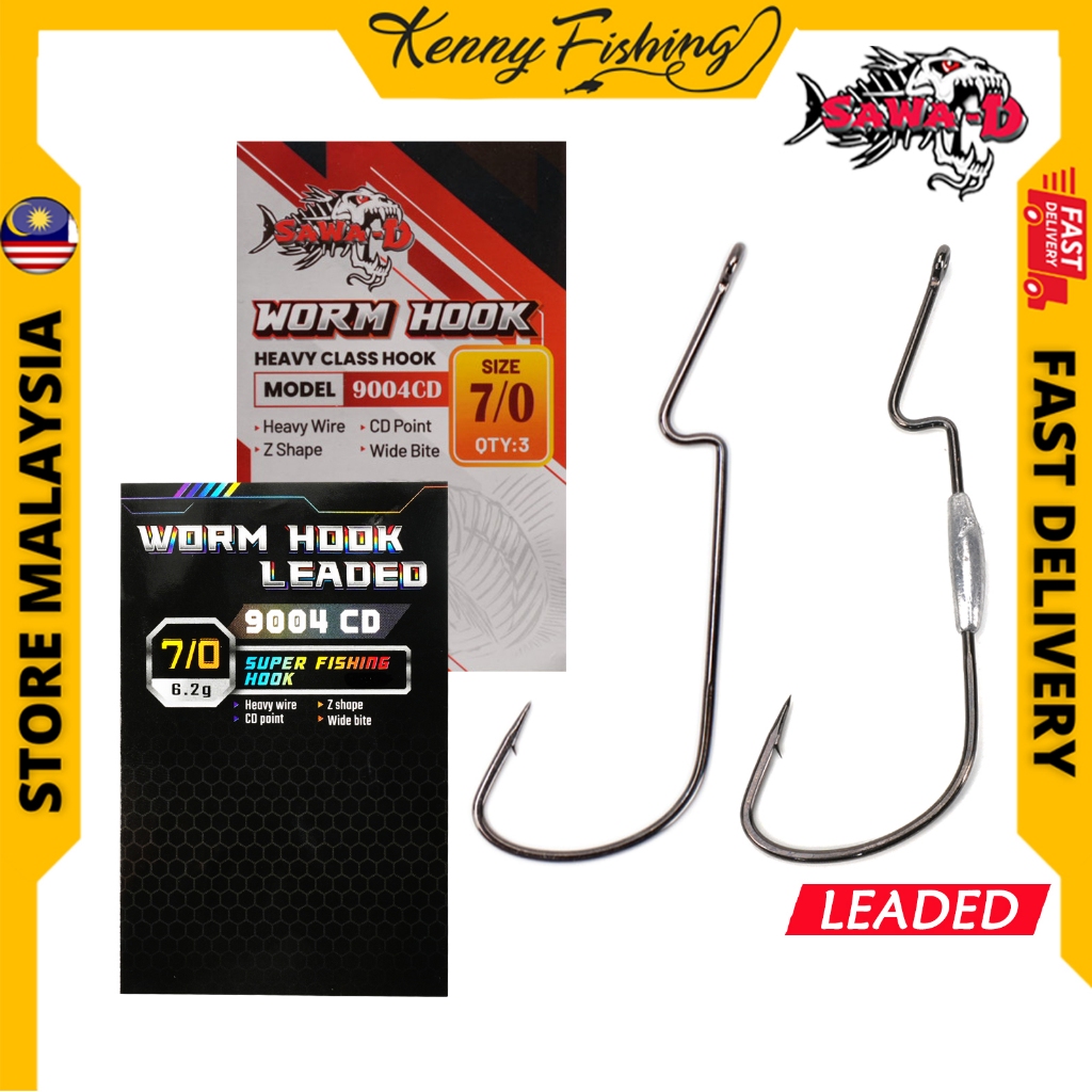 SAWA-D WEEDLESS HOOK LEADED FOR SILENCER WORM HOOK 9004CD HEAVY CLASS HOOK FISHING HOOK SAWA D ...