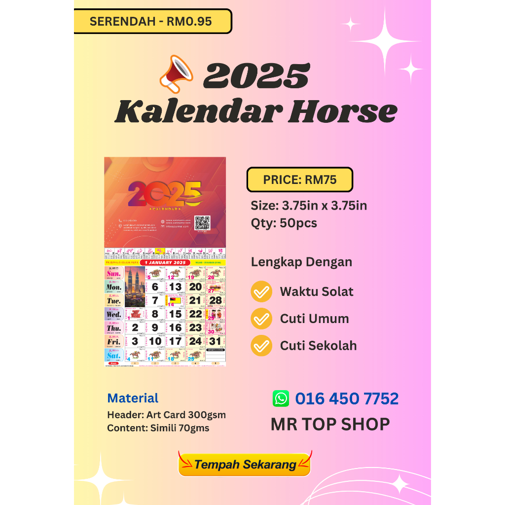 🔥Whole Sales 🔥3.75‘ inch Racing Horse Calendar 2025 Custom Made Wall ...