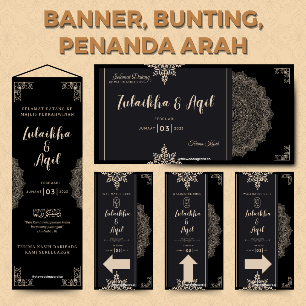 Pakej Bunting Kahwin | Wedding Banner | Penunjuk Penanda Arah | Nikah ...
