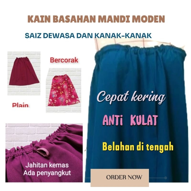 Kain basahan mandi moden dewasa budak plain corak skirt bathrobe ...