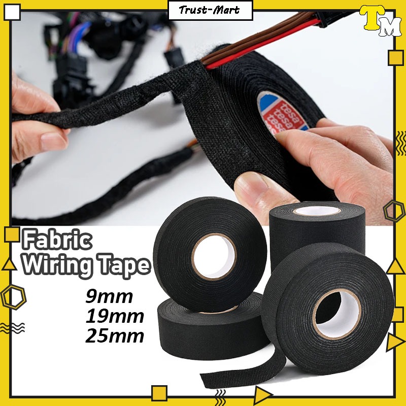 Wire Tape 9/19/25mm Harness Tape Adhesive Wiring Heat Flame Retardant ...
