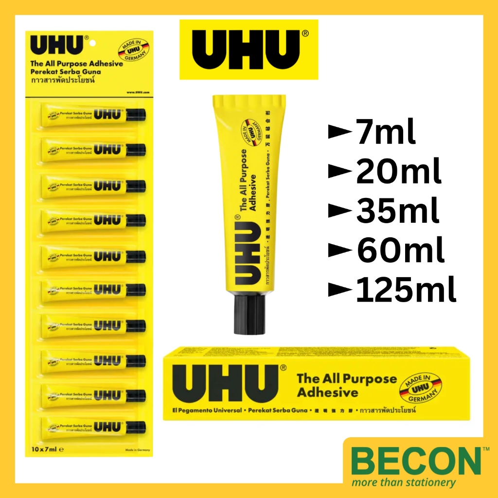 UHU Gum Adhesive 7ml | 20ml | 35ml | 60ml | 125ml | Shopee Malaysia