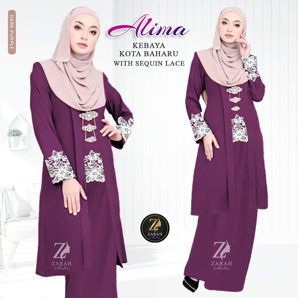 Stylish Kebaya kota Baharu with Front Embroidery Sequin Star Lace New ...