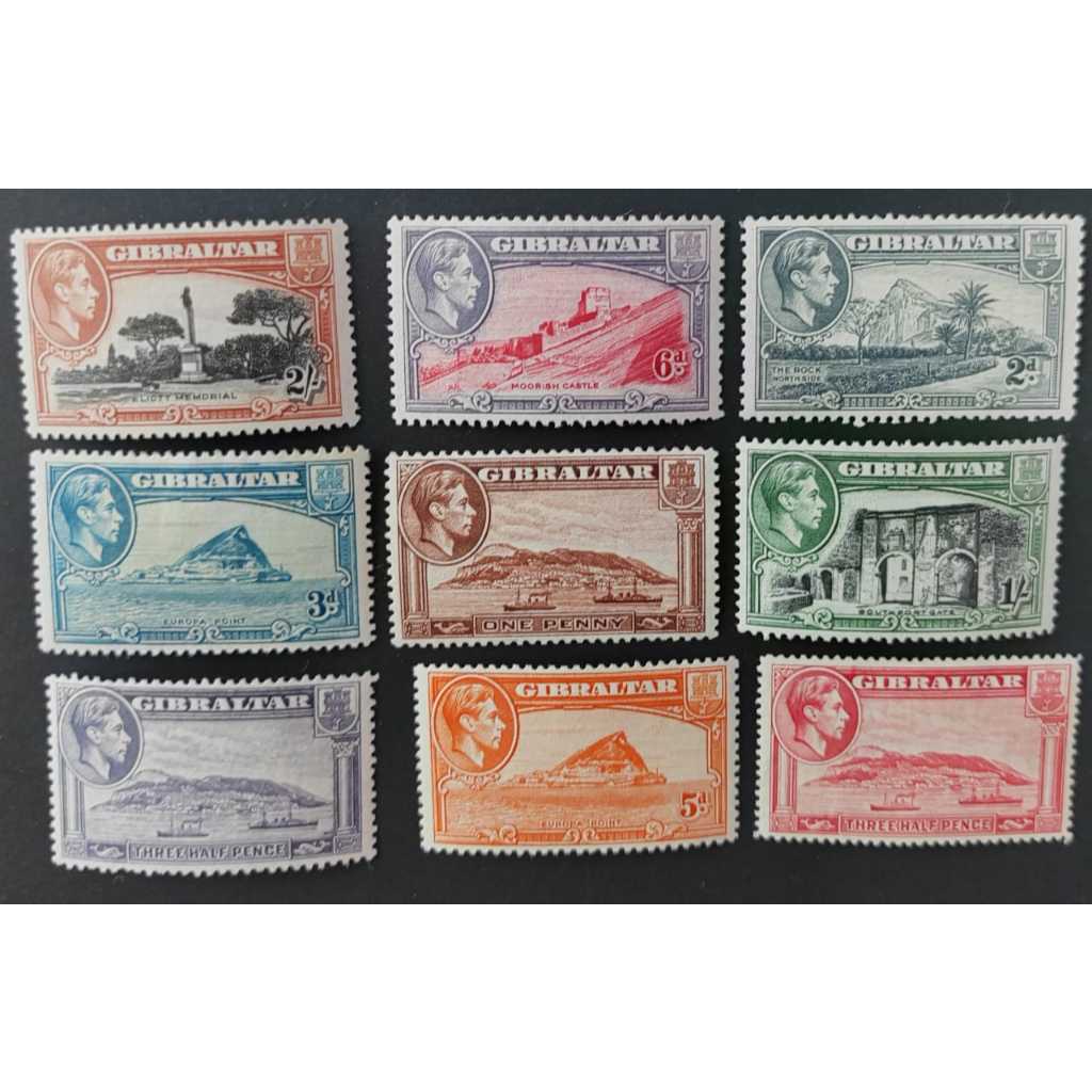 Gibraltar , 1938 -1945 New Drawings, MINT, LOOSE STAMP, 9 STAMP ONLY ...