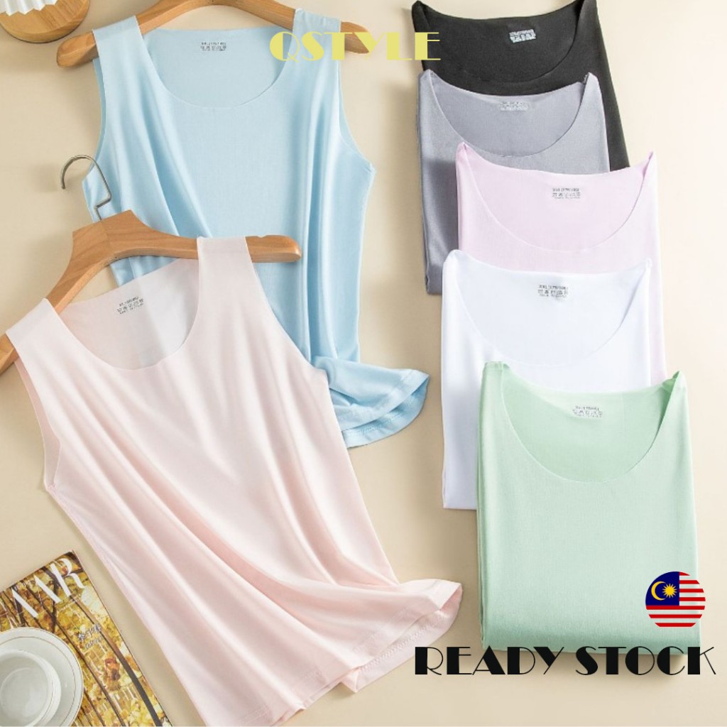 QSTYLE Women Singlet Women multi colour inner tank top sleeveless Baju Perempuan Silk | Shopee ...