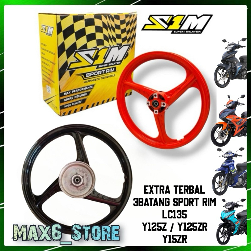 S1M Enkei Sport Rim 3 Batang Berat Kakai Tebal Quality Extra Terbal Y15 Y16 LC135 4S 5S Y125Z ...