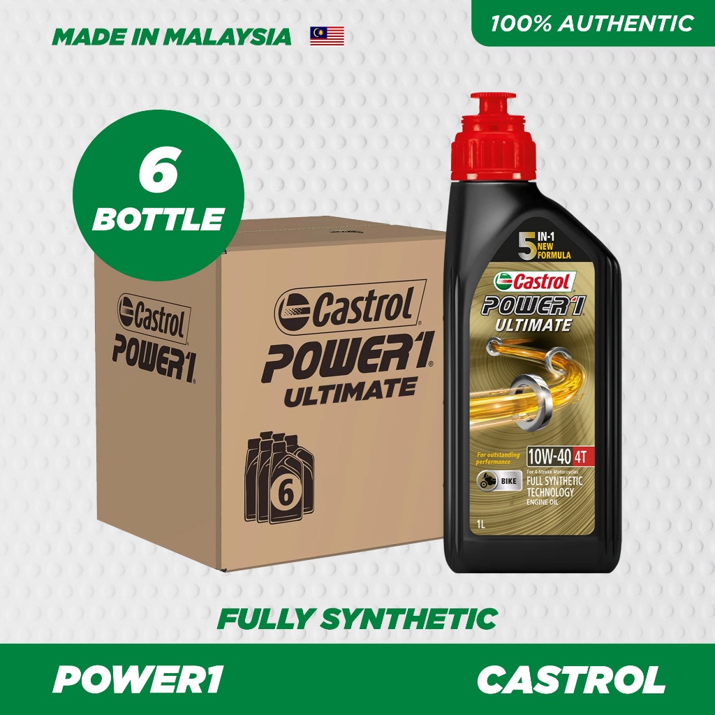 CASTROL POWER1 ULTIMATE 4T 10W40 Fully Synthetic Engine Oil (6x1L ...