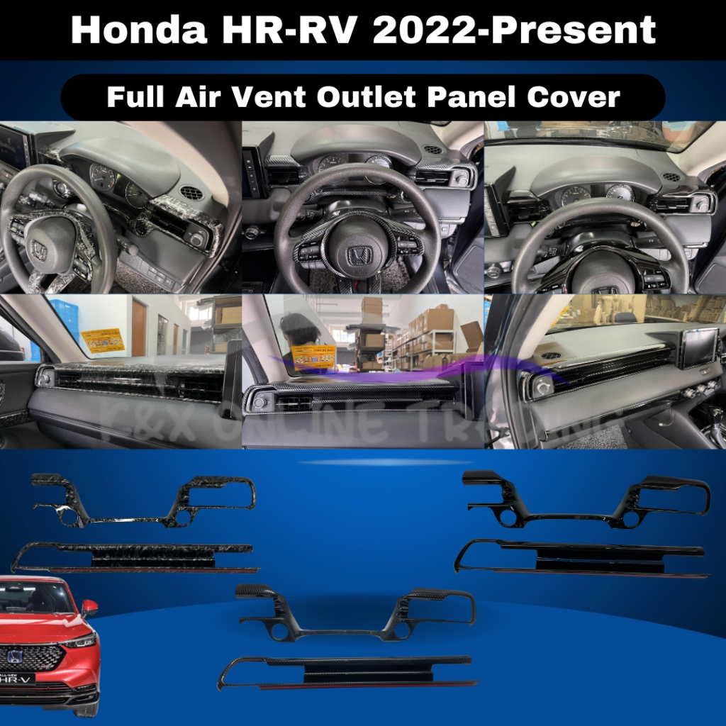 Honda HRV HR-V RV 2022-2024+ Carbon Trim/Glossy Black Full Air Vent ...