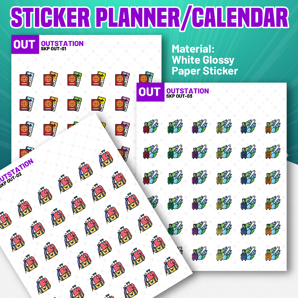 Outstation Travel Reminder Calendar Planner Sticker | Icon Marking ...