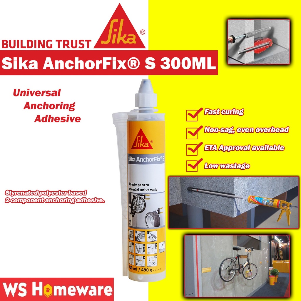 SIKA ANCHORFIX S (300ml) HEAVY DUTY Wall Anchoring Adhesive/强力锚固粘合剂 ...