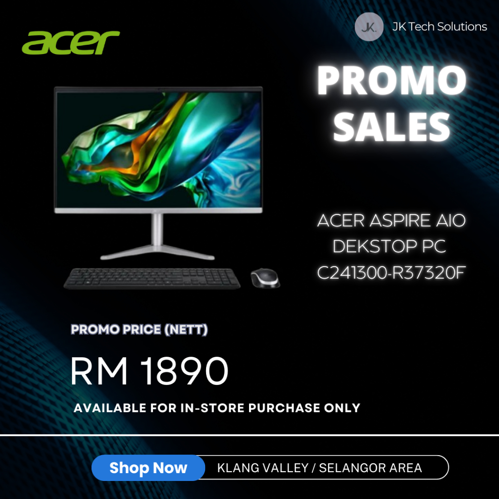 ACER ASPIRE All-In-One AIO DEKSTOP PC C24-1300-R37320F (Ryzen 3-7320U ...