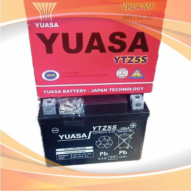 Original YUASA YTZ5S YTZ5S-BS SEALED Motorcycle Battery Ego-s/Y15ZR/FZ150/LC135 New/SRL115 ...