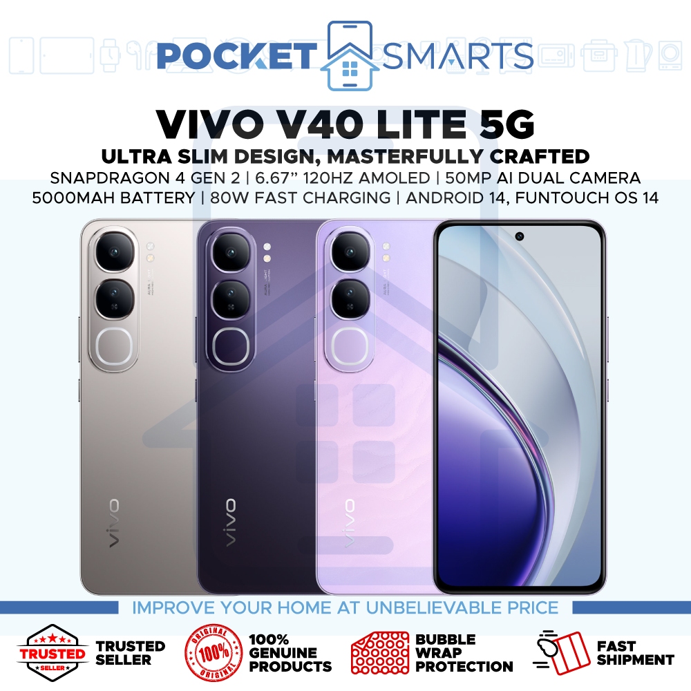 [Malaysia Set] Vivo V40 Lite 5G (256GB ROM + 8GB RAM / 512GB ROM + 12GB RAM) 1 Year Vivo ...