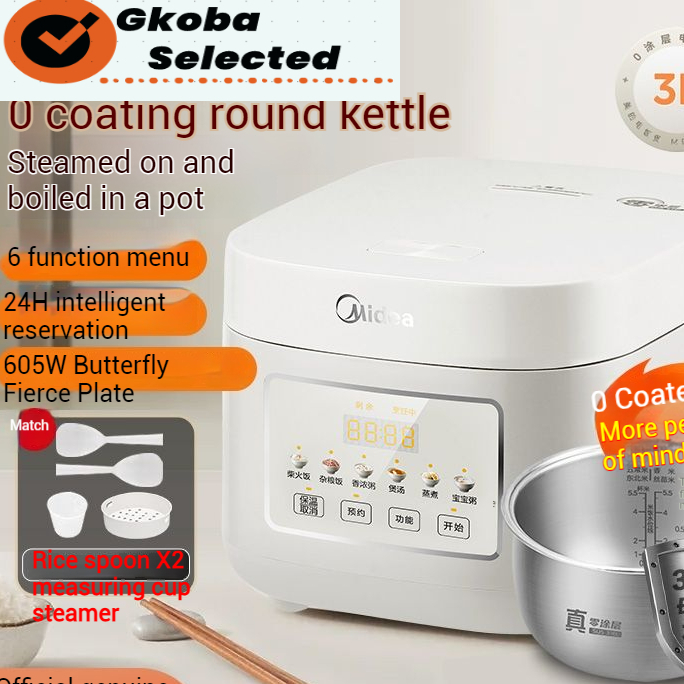 Midea 3L Smart Rice Cooker for Home Use, No-Coating Stainless Steel ...