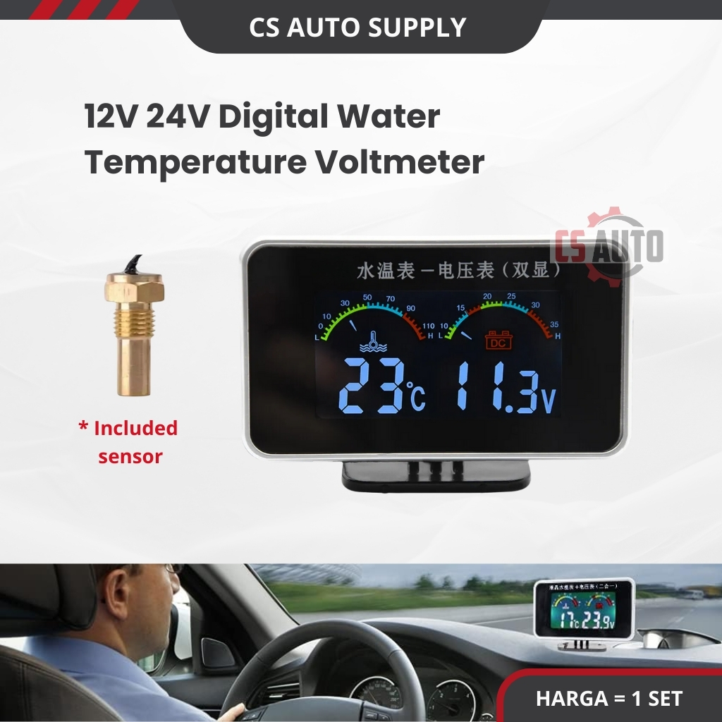 CS Car Lorry Digital Water Temperature Gauge 10mm 16mm Sensor Trailer ...