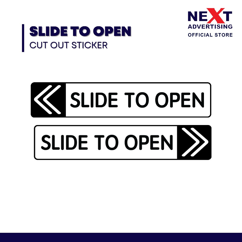 Slide To Open Cut Out Sticker For Glass or Door | Reverse or Normal Cut ...