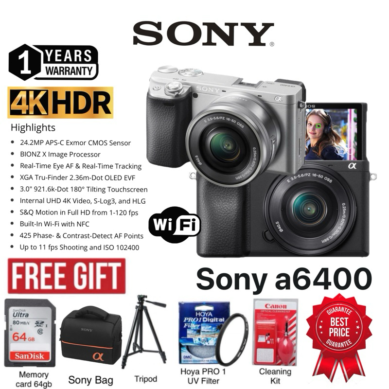 (LOWEST PRICE GUARANTEE IN MALAYSIA)SONY A6400 16-50MM FULL COMBO KIT SET ORIGINAL (1 YEARS ...