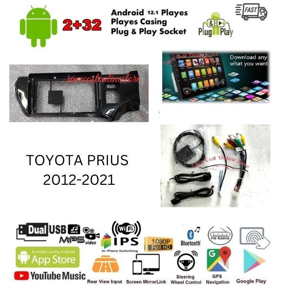 Toyota PRIUS C 2012 - 2021 android player 9 inch IPS Screen PLUG N PLAY ...
