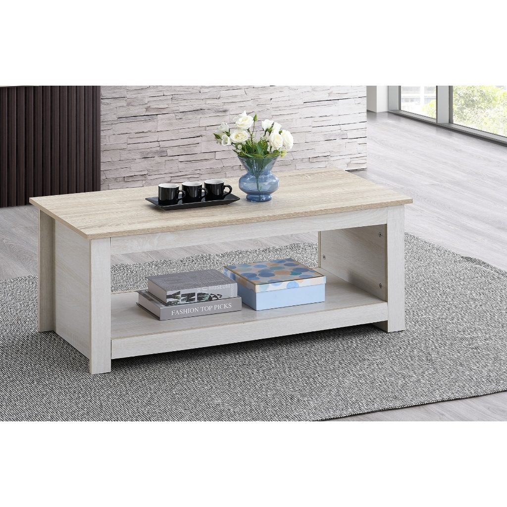 MYHOUSE Nordic Serenity 100cm Coffee Table Meja Kopi EUROPEAN White Oak ...