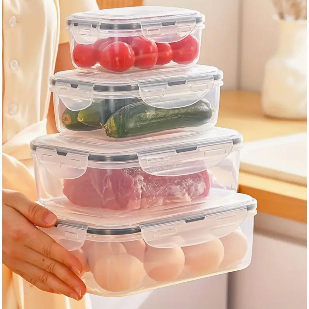 EasyTupper - 2/4 Pcs Set Crisper Storage Fresh-keeping Container With ...