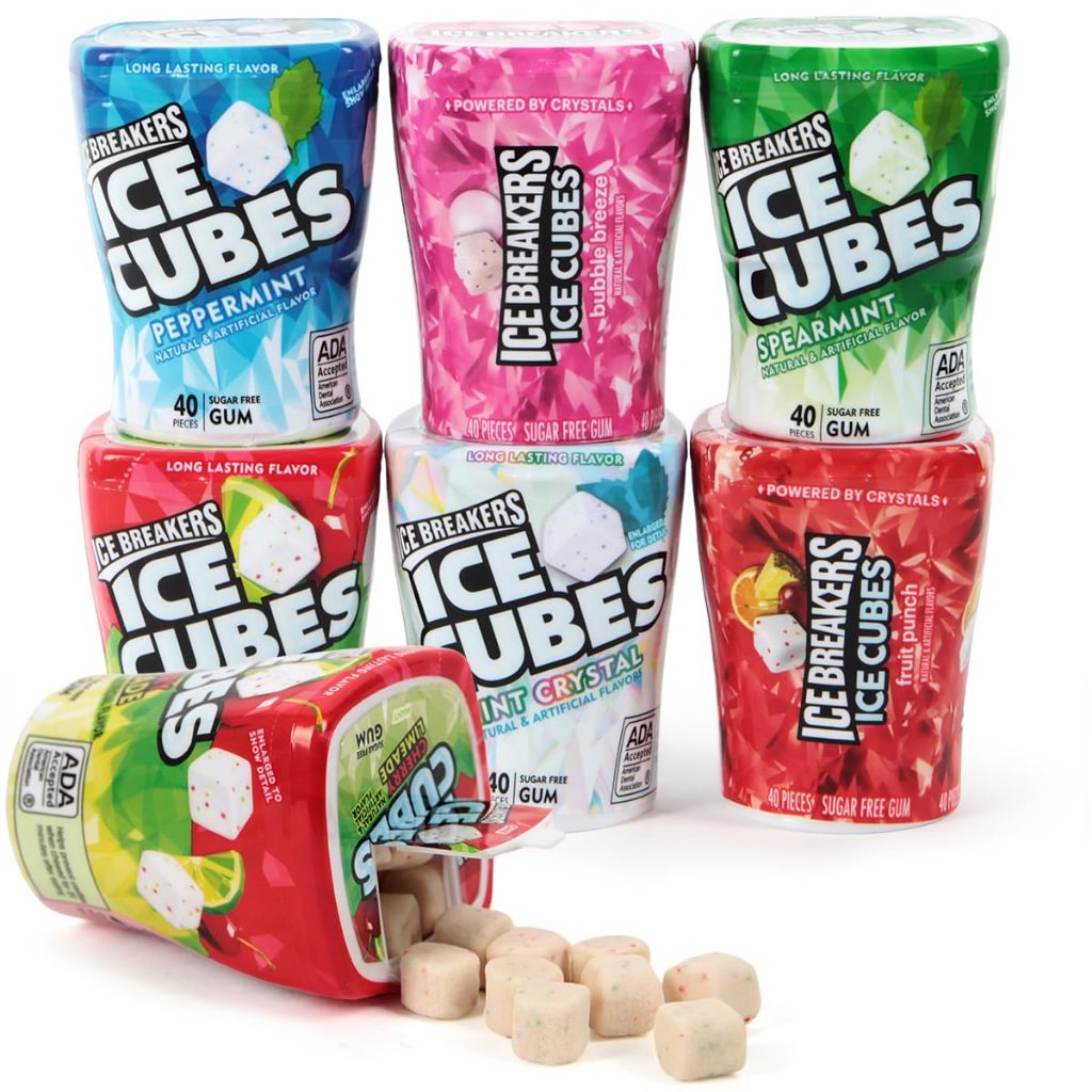 ICE BREAKERS Ice Cubes Peppermint Spearmint Sugar Free Chewing Gum ...