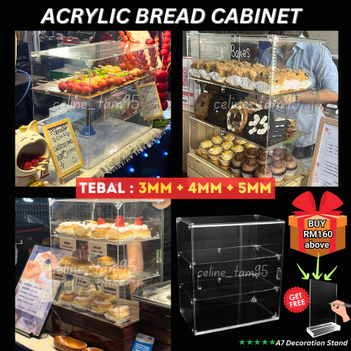 DIY-self assemble Acrylic Display Cabinet Donuts/Bekas Kuih/Cupcake ...