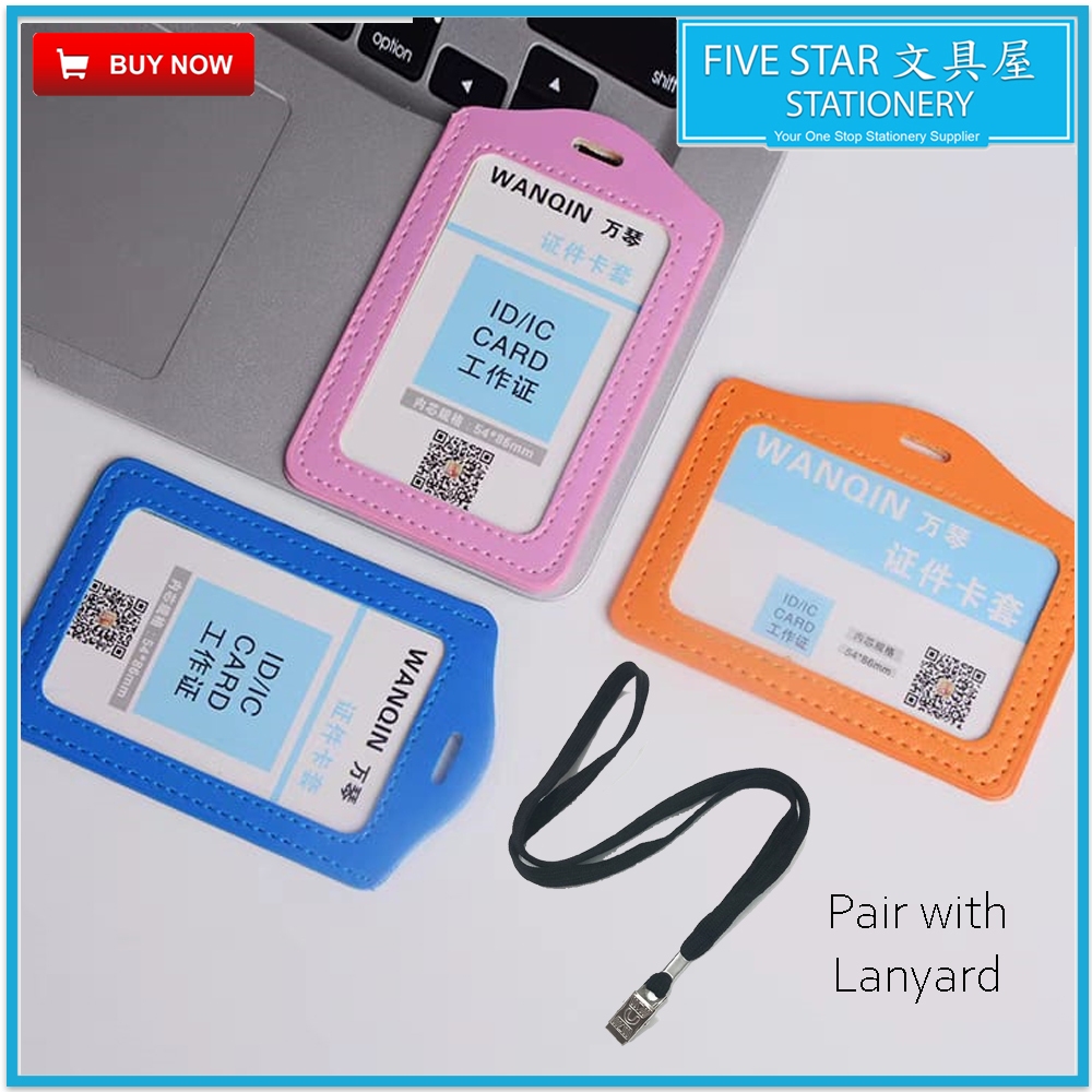 Employee Work Name Badge ID Card Holder Vertical Holders Lanyard Neck ...
