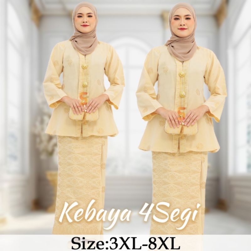 Plus Size Kebaya 4Segi (3XL to 8XL) | SONGKET WARISAN | 100% Cotton ...