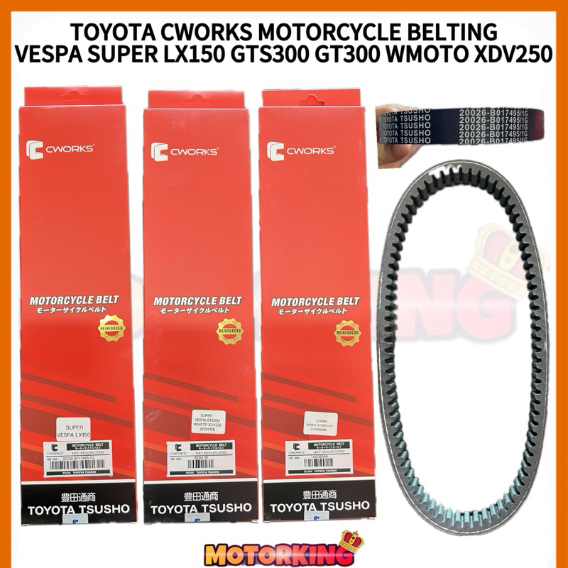 100% ORIGINAL TOYOTA CWORKS MOTORCYCLE BELTING VESPA SUPER LX150 GTS300 ...