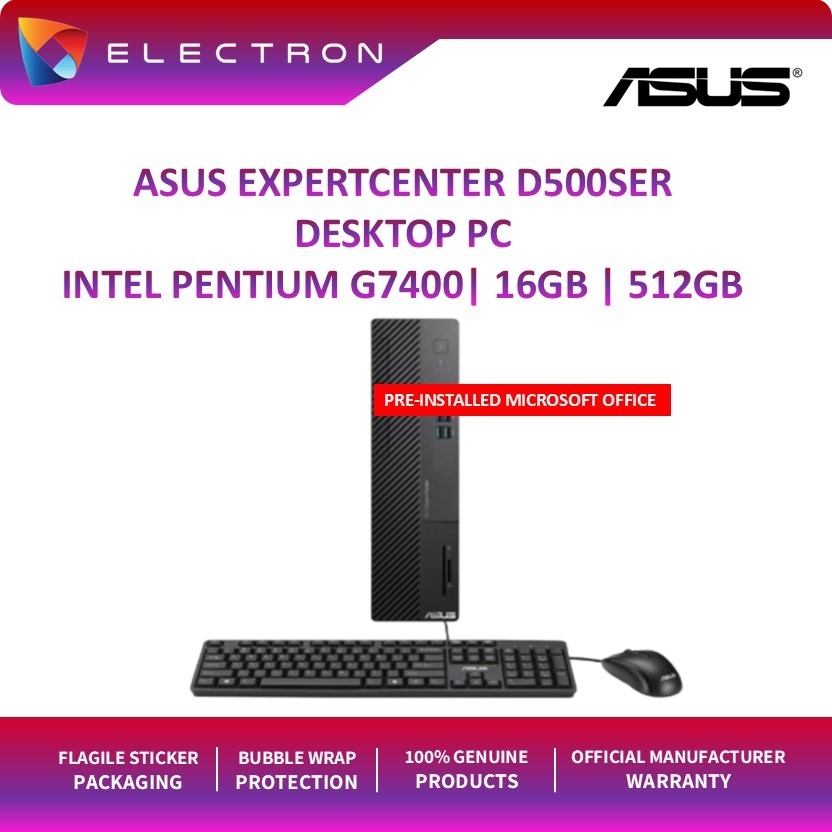Asus ExpertCenter D500SER-0G7400001WS SFF Desktop PC (Pentium G7400, 16GB,512GB SSD, Intel, W11 ...