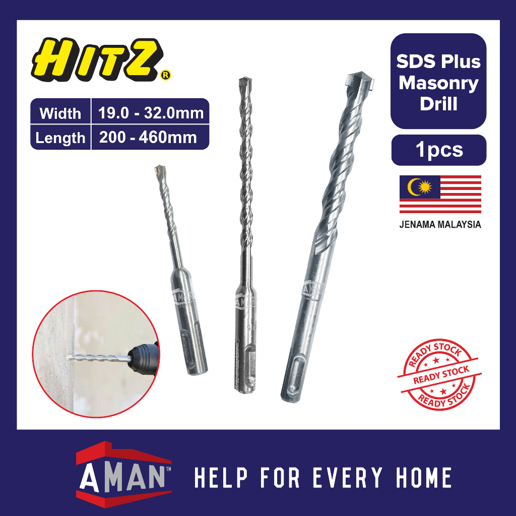 HITZ SDS Plus Masonry Drill Bit Concrete Masonry Hammer Drill Bits Mata ...