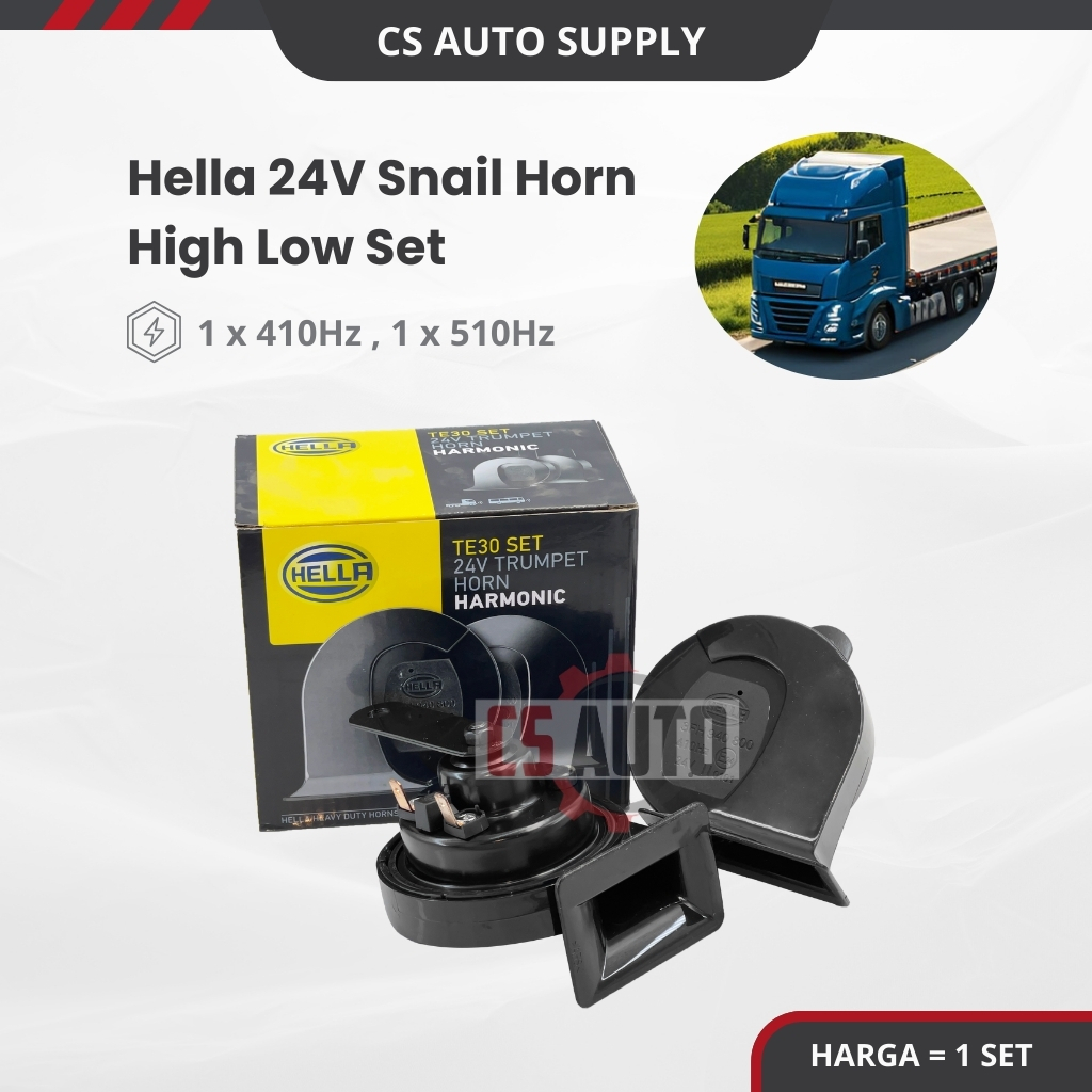1set x Hella 24V Snail Horn Black Knight Lorry Truck Trailer Hon Siput ...