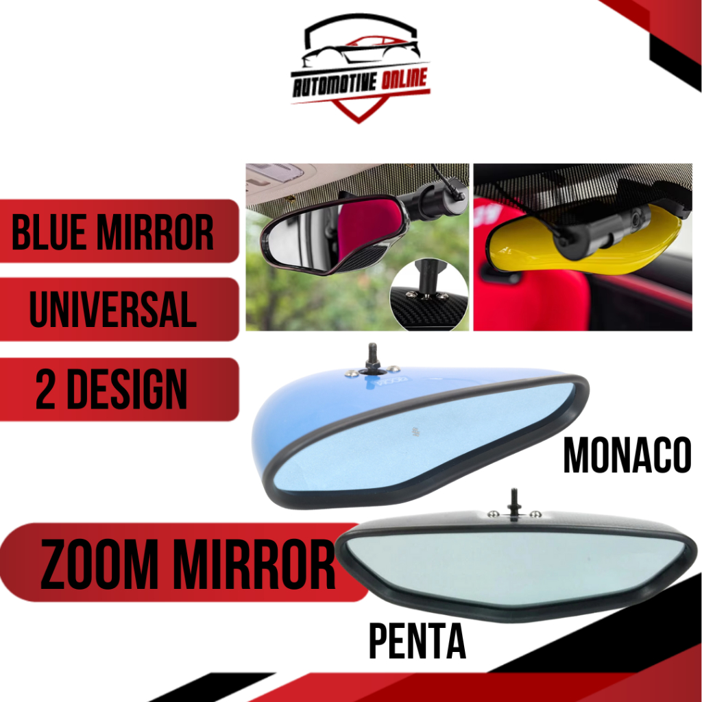 ZOOM MIRROR MONACO/PENTA BLUE MIRROR INCLUDING STICKER FOR UNIVERSAL ...