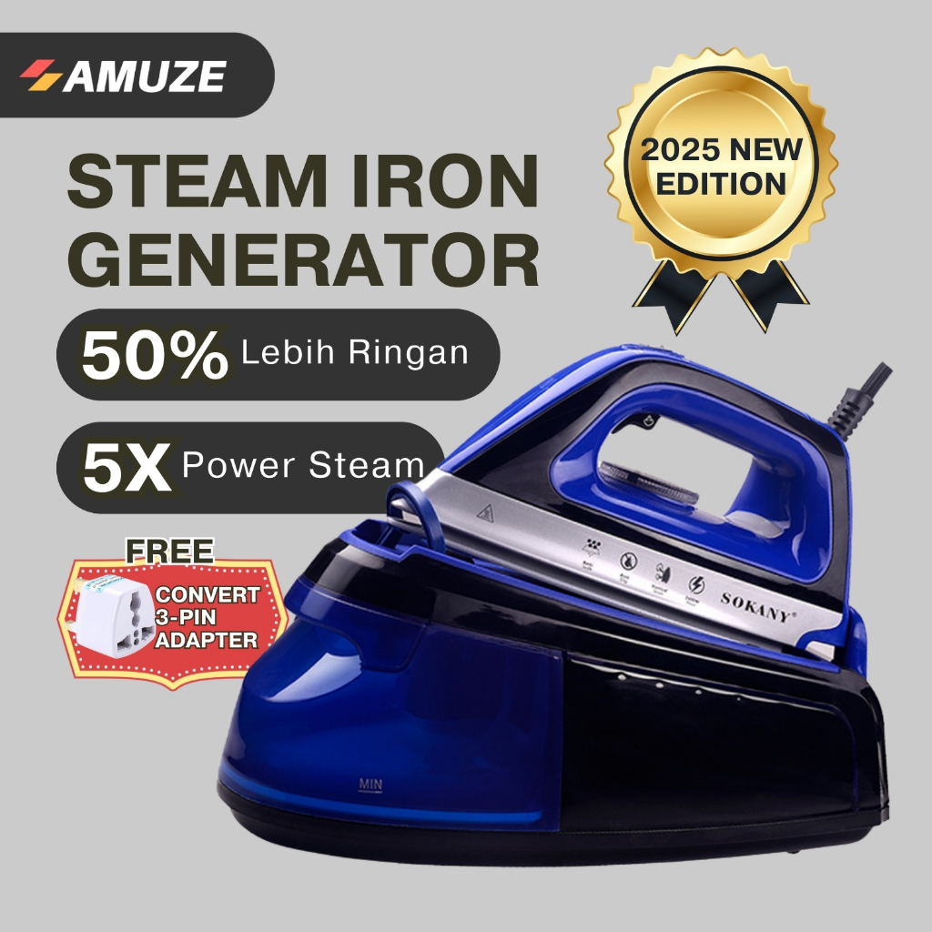 SOKANY 2400W Electric Steam Generator Iron 1.2L Water Tank Seterika ...