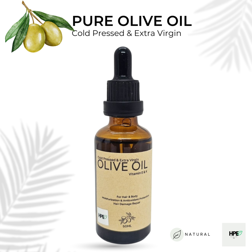 Hpe Pure And Natural Cold Pressed Olive Oil 50ml Minyak Zaitun Semula Jadi Untuk Rambut Badan