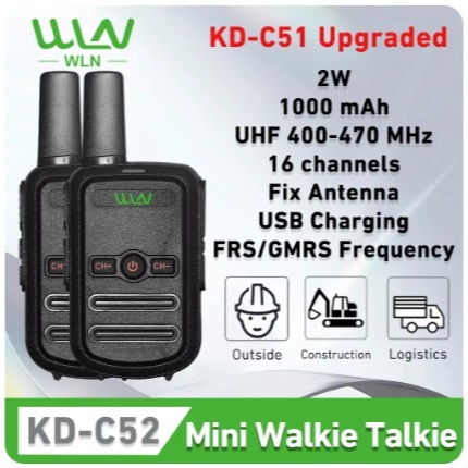 New WLN KD-C52 Mini Handheld Transceiver Two Way Radio 16CH Walkie Talkie BAOFENG Woki Toki Set ...