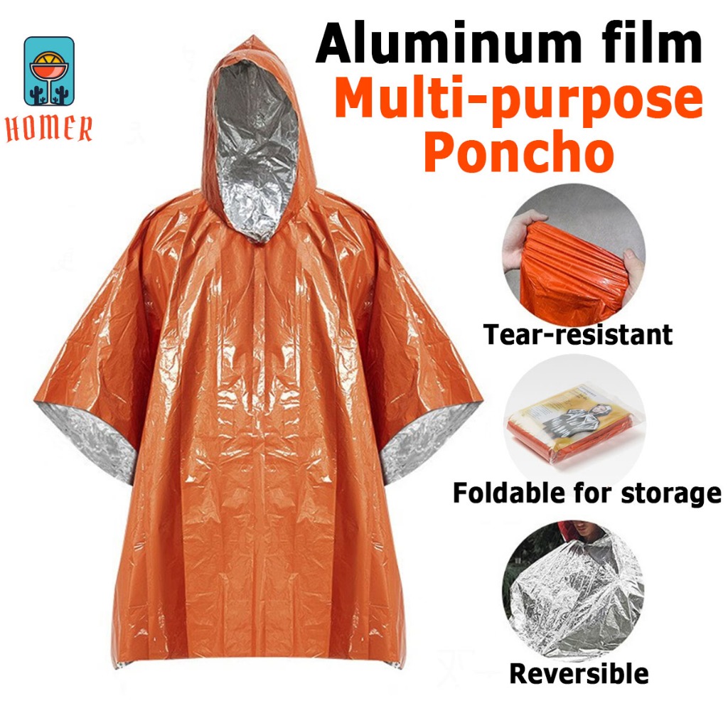 Emergency Raincoat Survival Hiking Multi-Functional Raincoat Outdoor ...