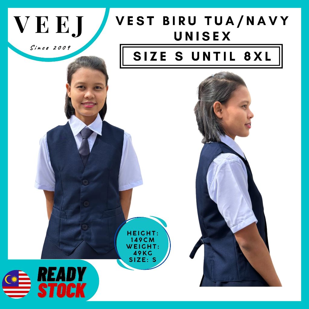 VEST BIRU TUA SCHOOL VEST NAVY 100% BERKUALITI POLYESTER PREMIUM VEST ...