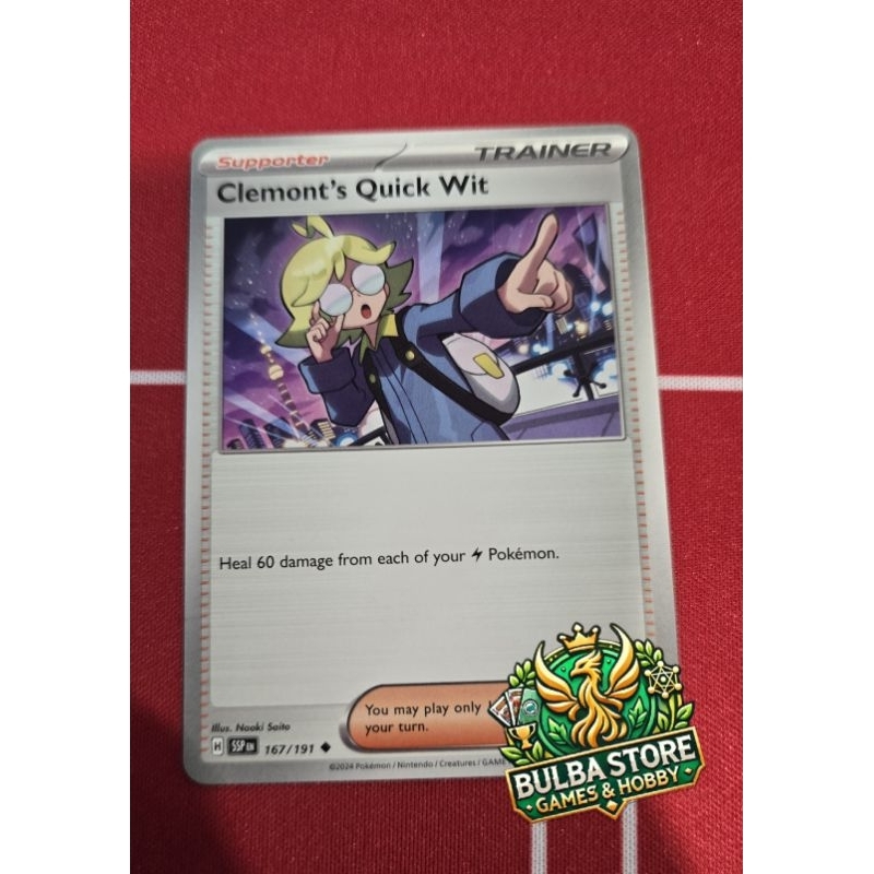 Clemont's Quick Wit 167/191 Surging Sparks SV08 Pokémon TCG Card Game Scarlet & Violet Original ...