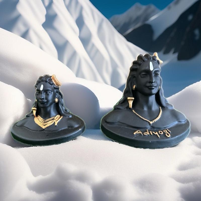 Lord Adiyogi Shiva Statue with Golden Detailing, Mahadev Murti Home ...